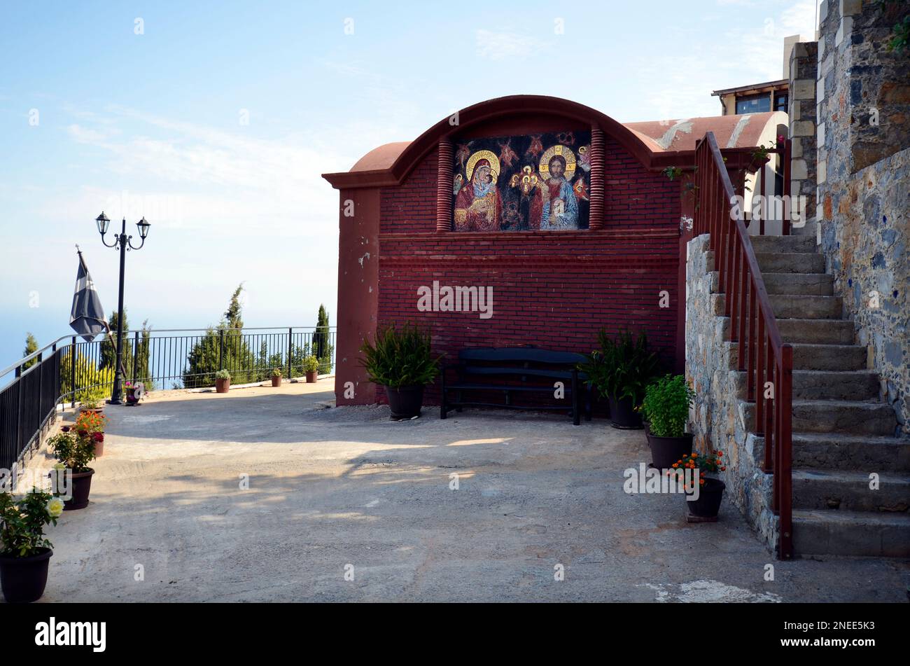 Greece, Crete, mosaic in Holy Monastery of Panagia Theogennitoros Stock ...