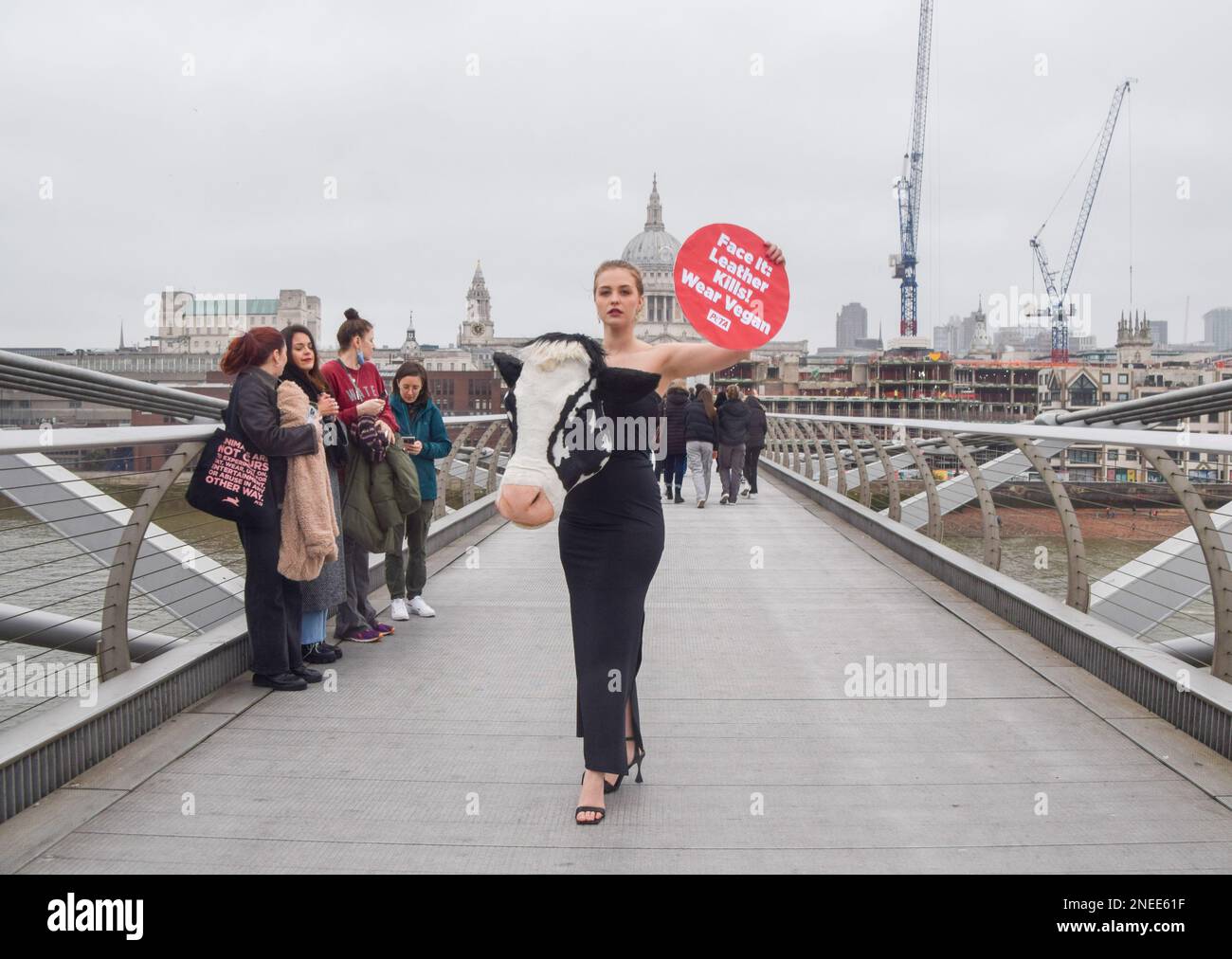 London, England, UK. 16th Feb, 2023. Animal rights group PETA staged a ...