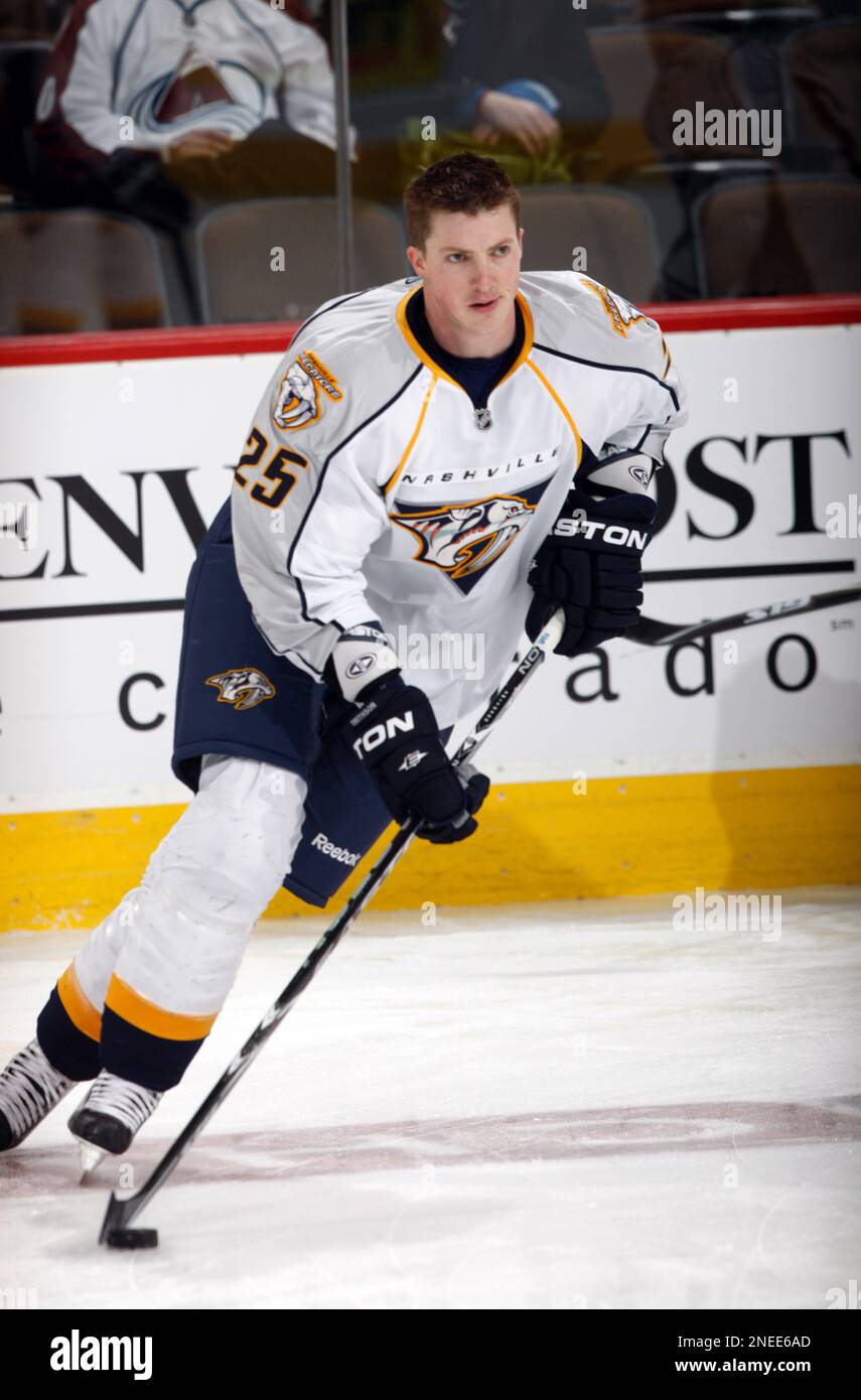 Nashville Predators center Jerred Smithson warms up before facing the ...