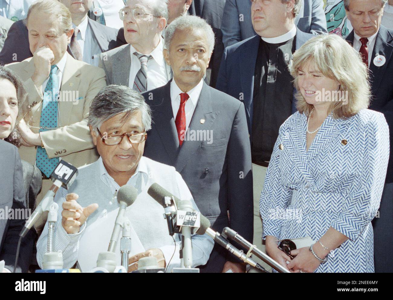 United Farm Workers President Cesar Chavez speaks at press conference ...