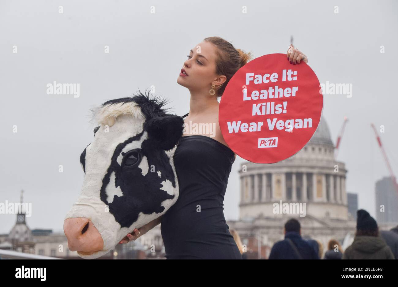 London, England, UK. 16th Feb, 2023. Animal rights group PETA staged a ...