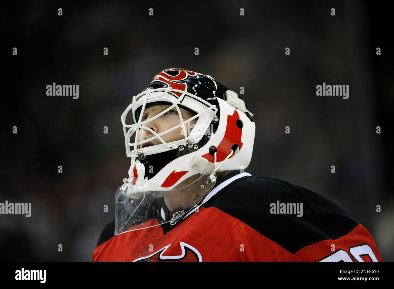 New Jersey Devils goaltender Martin Brodeur during an NHL hockey game ...