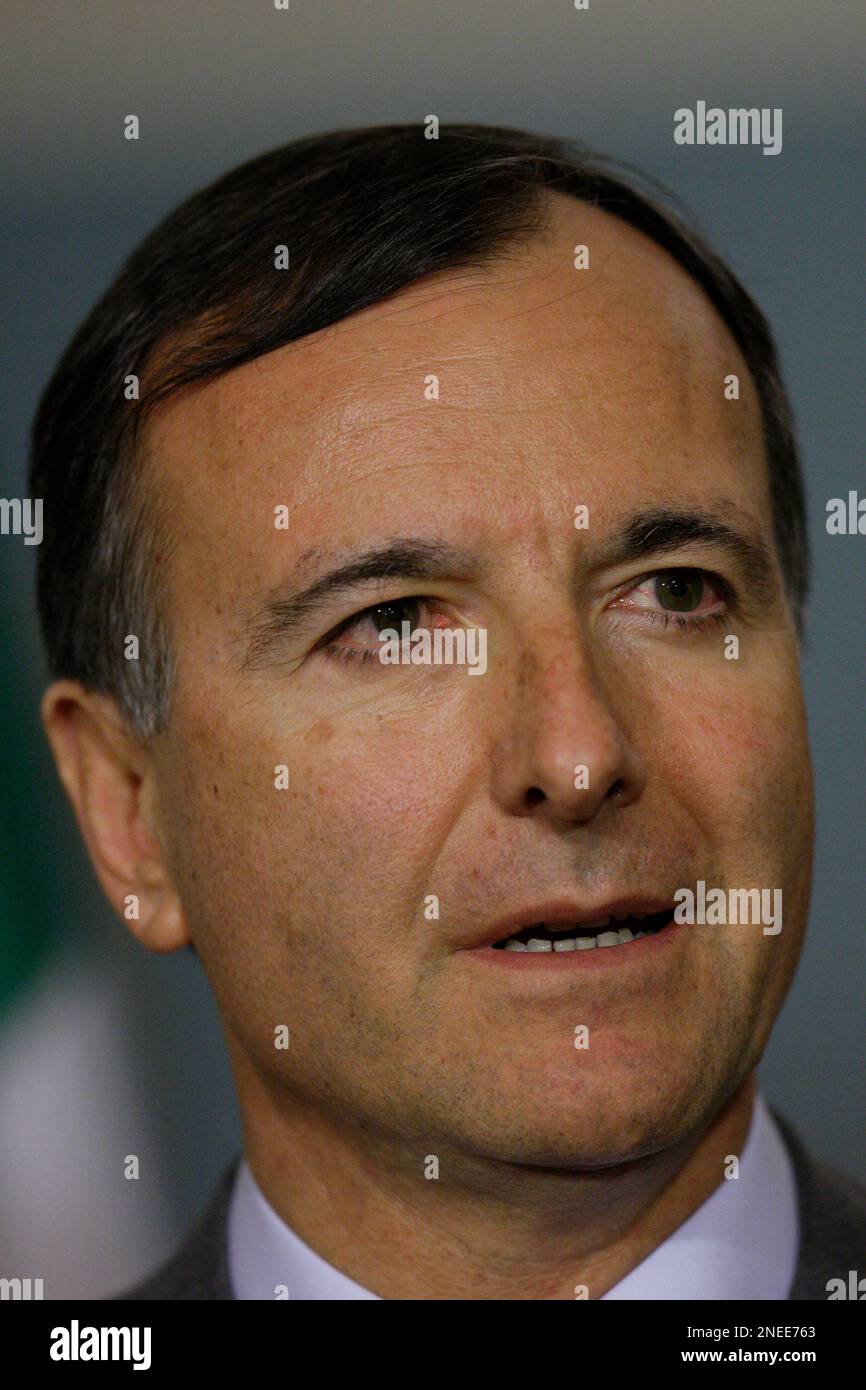Italy's Foreign Minister Franco Frattini speaks during a news ...