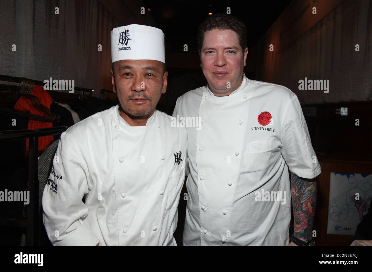 Chefs Katsuya Uechi and Stephen Fretz attend the The Bing Supper Club ...