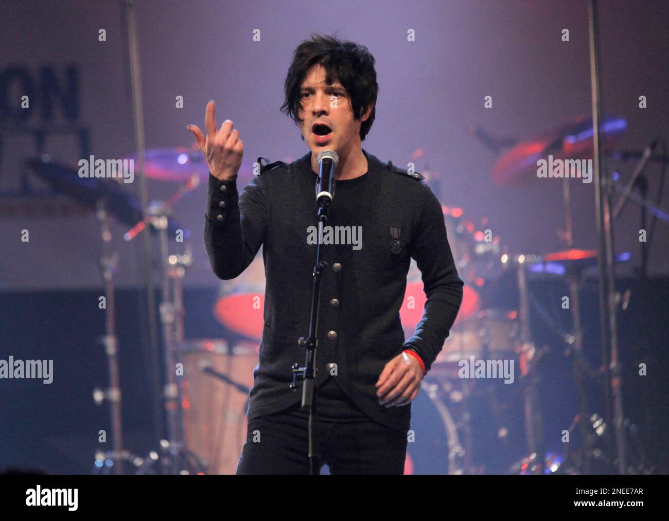 French singer Nicolas Sirkis performs during a charity concert for ...