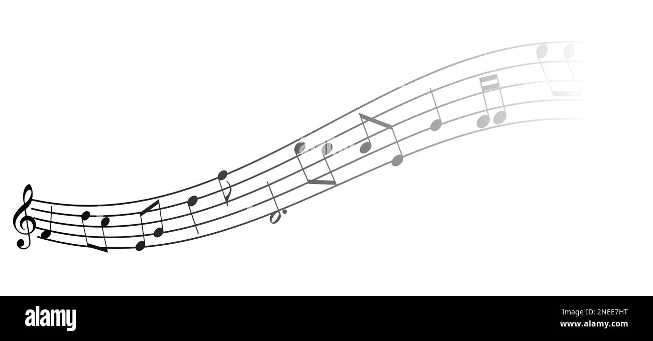 sheet music, notes on staves in flowing wave movement vector ...
