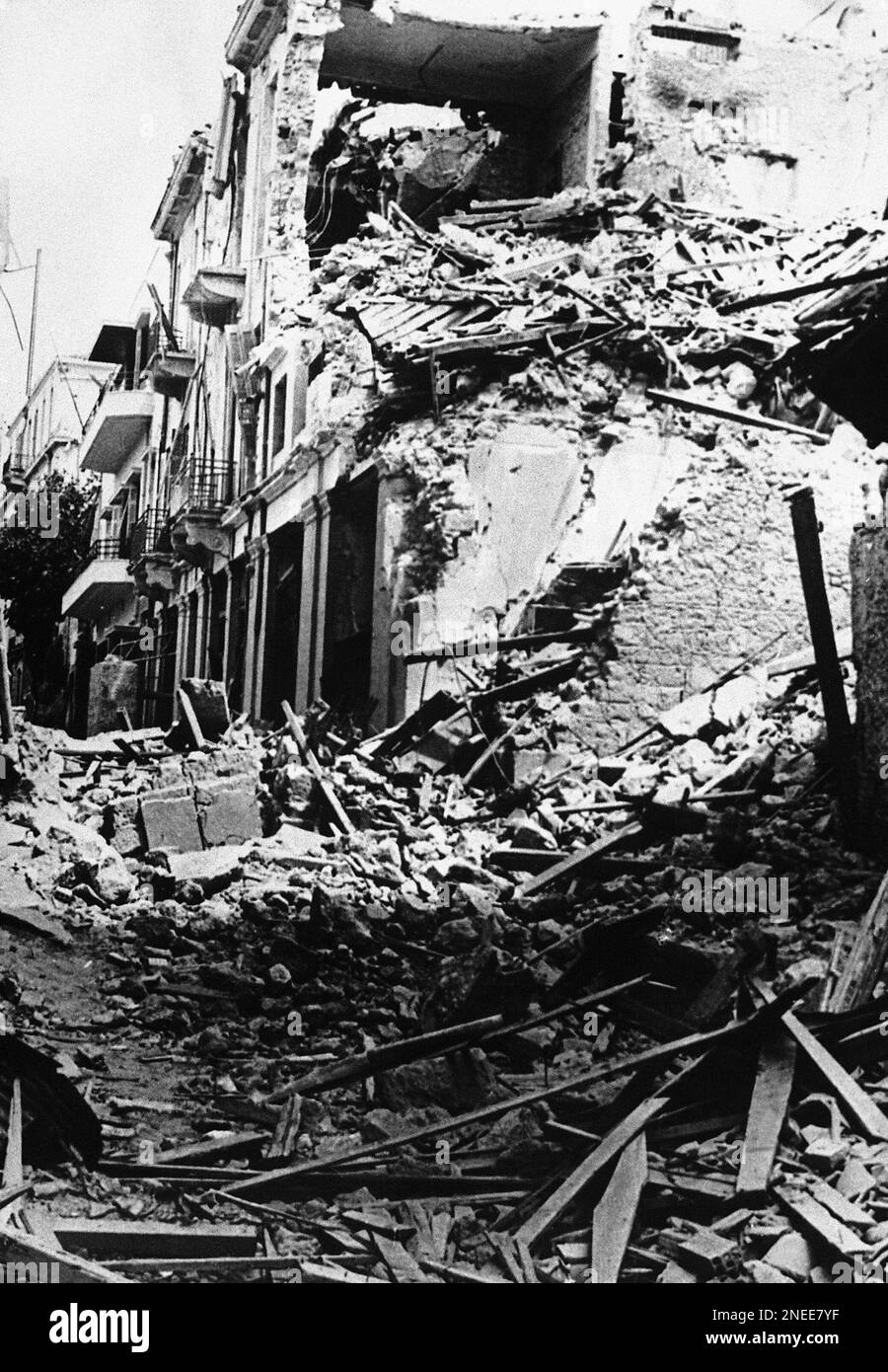 Air raid damage on the city of Heraclia, Crete, Greece on June 26, 1941 ...