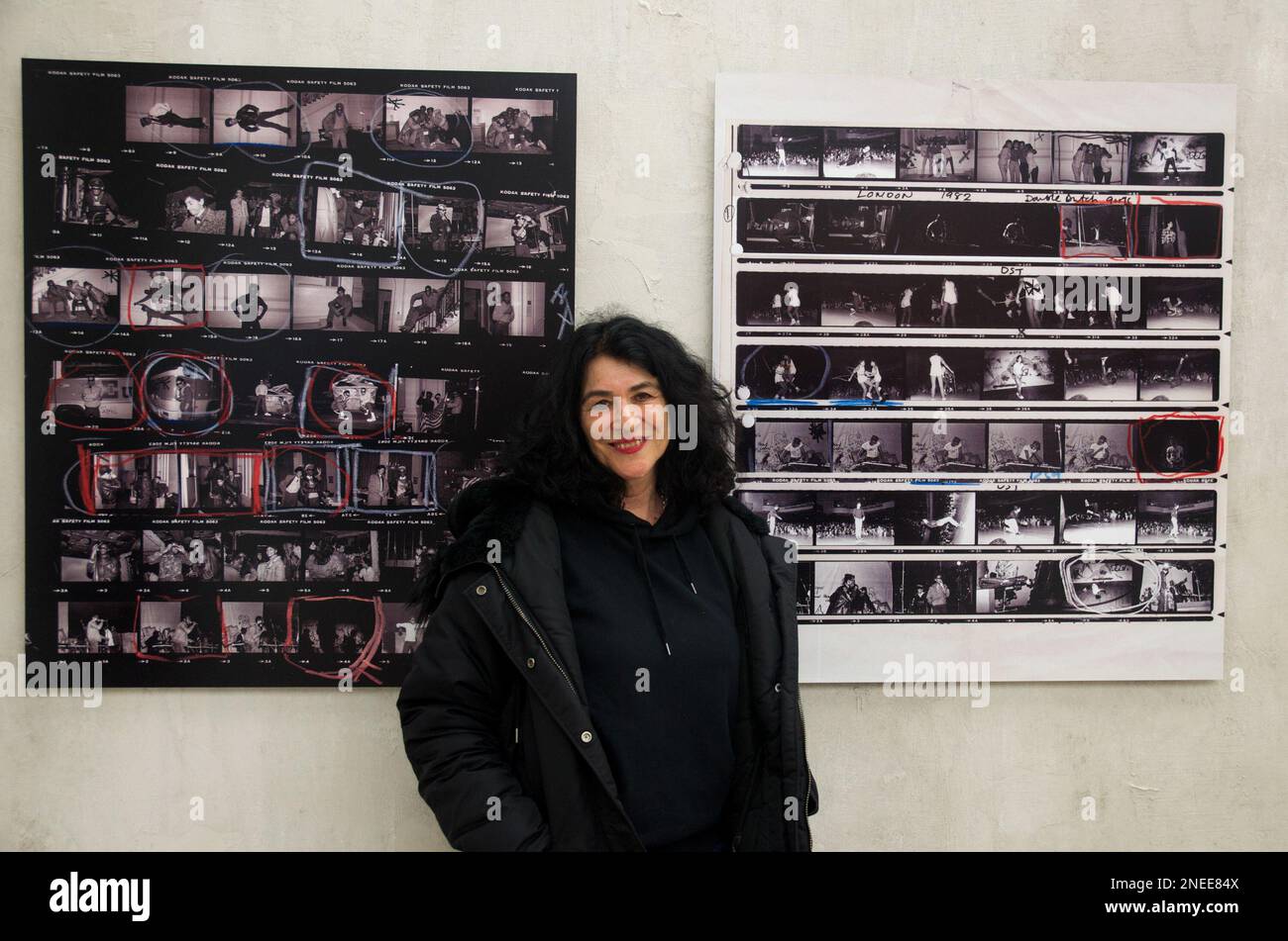 Janette Beckman in front of her photographs at the Beyond The Streets ...