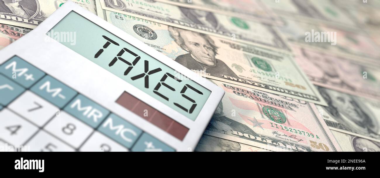 Taxes advice - Calculator and Dollar banknotes Stock Photo - Alamy