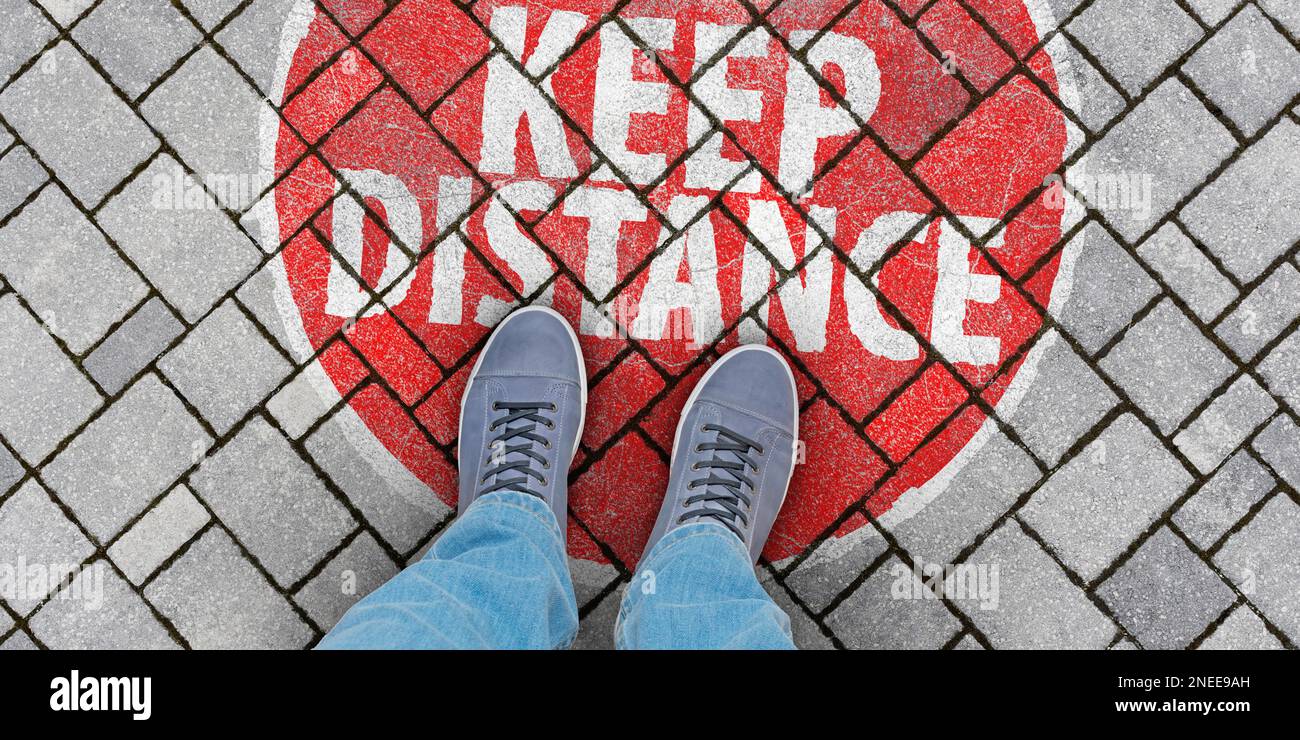 Warning: Keep distance! Stock Photo - Alamy