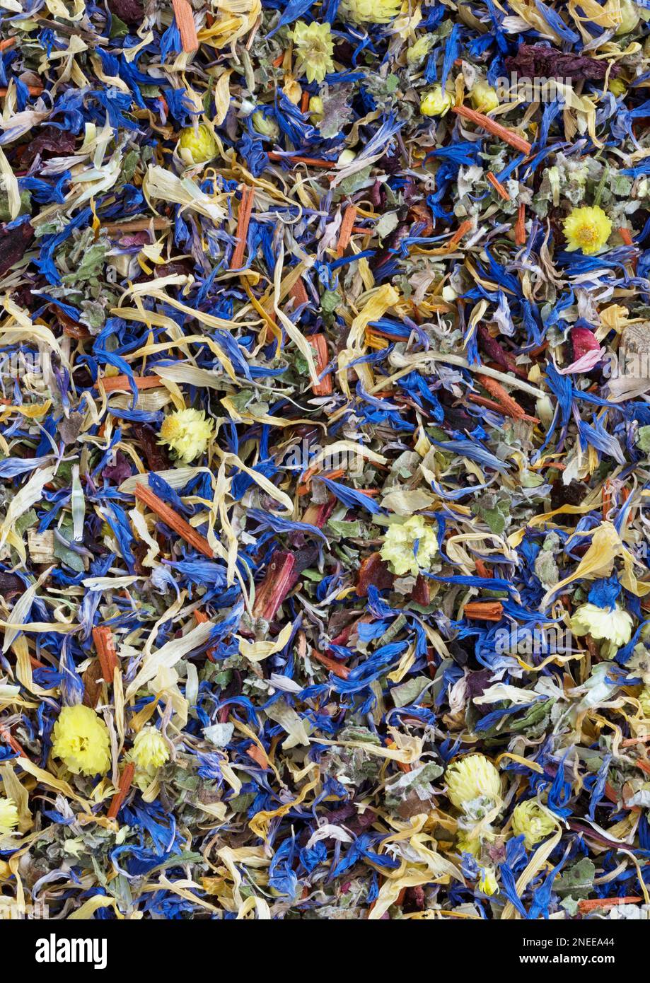 A detailed shot of a colorful herbal mix in portrait format Stock Photo ...