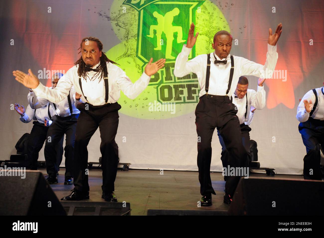 The Alpha Phi Alpha fraternity step team from the Central State perform ...