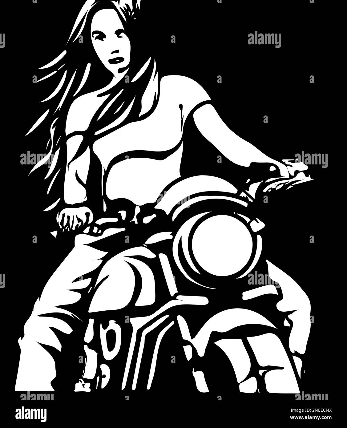 Female motor scooter rider Black and White Stock Photos & Images - Alamy