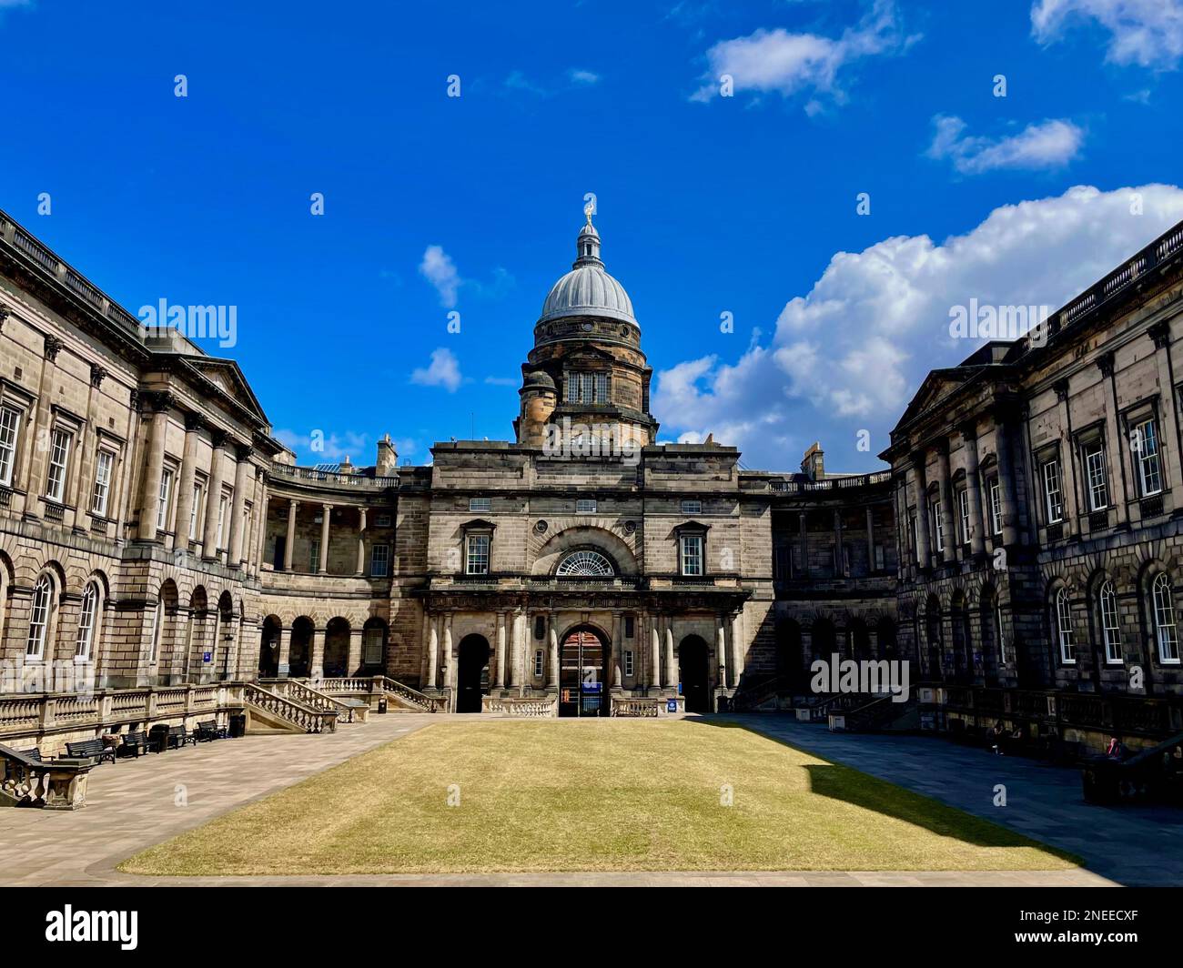 The facade of the Edinburgh Law School and the yard in front of it in ...