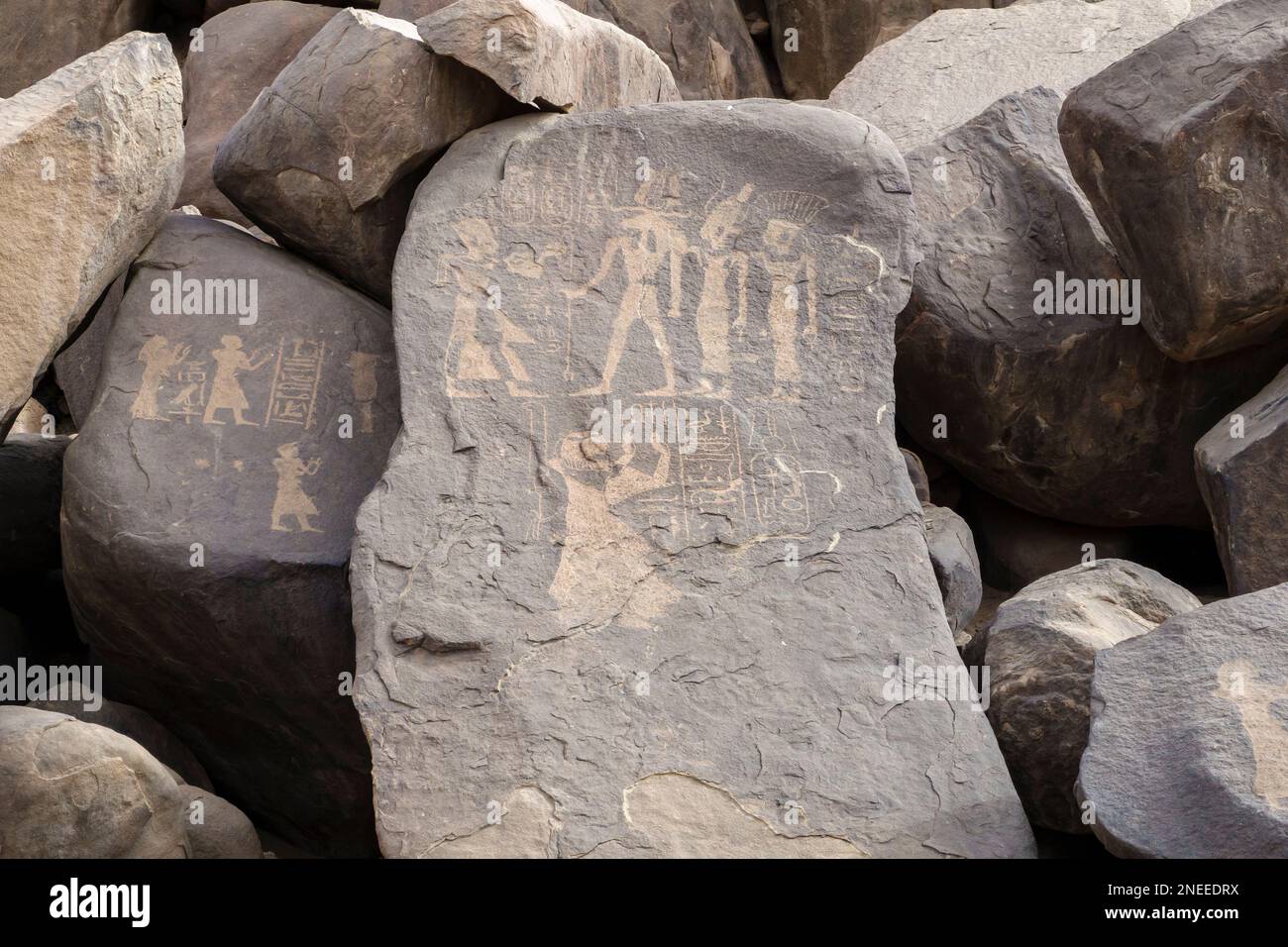 Rock inscriptions on Sehel Island, Aswan, Egypt Stock Photo - Alamy
