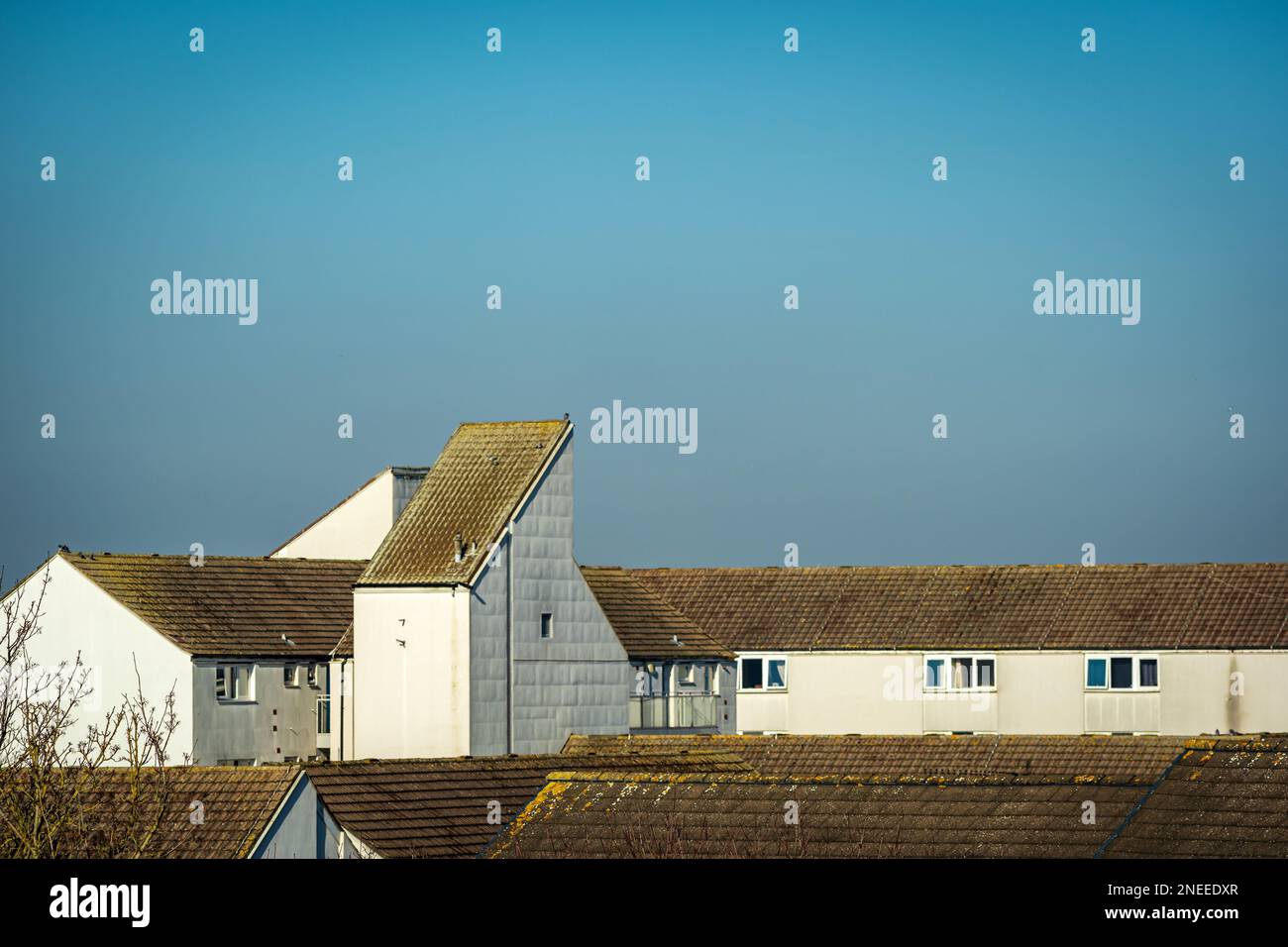 Aerial view over buildings and houses roofs in england uk Stock Photo ...