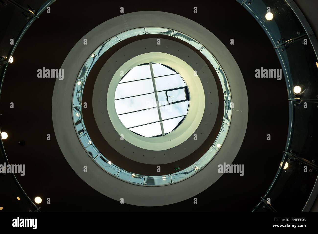 Abstract architecture circular glass ceiling roof indoor Stock Photo ...