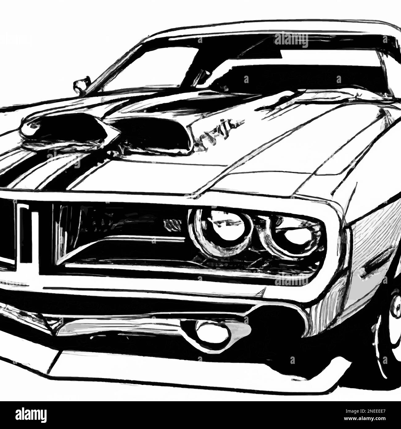 Muscle Car Drawing Outline