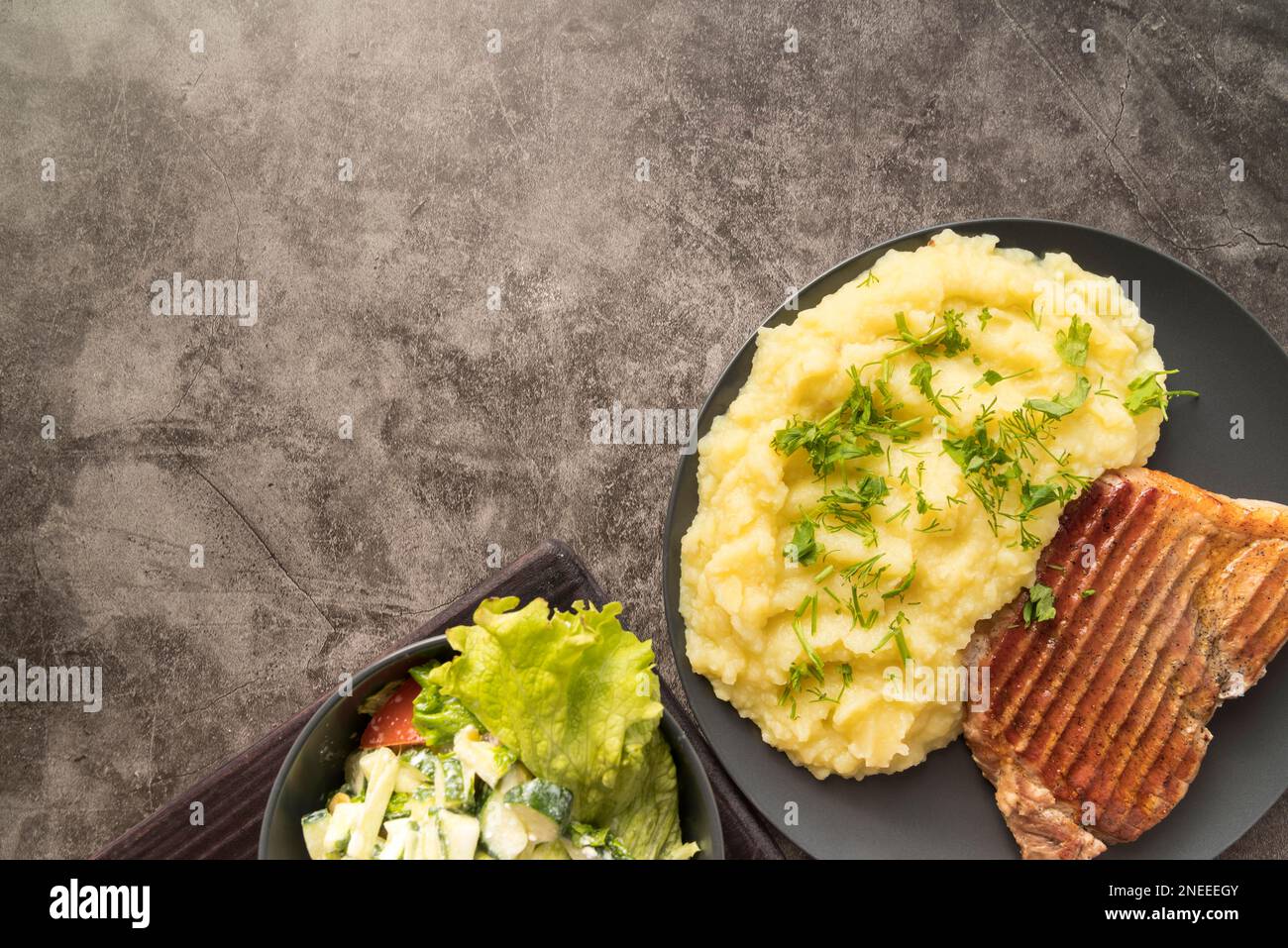 mashed potato dish with copy space. Beautiful photo Stock Photo - Alamy