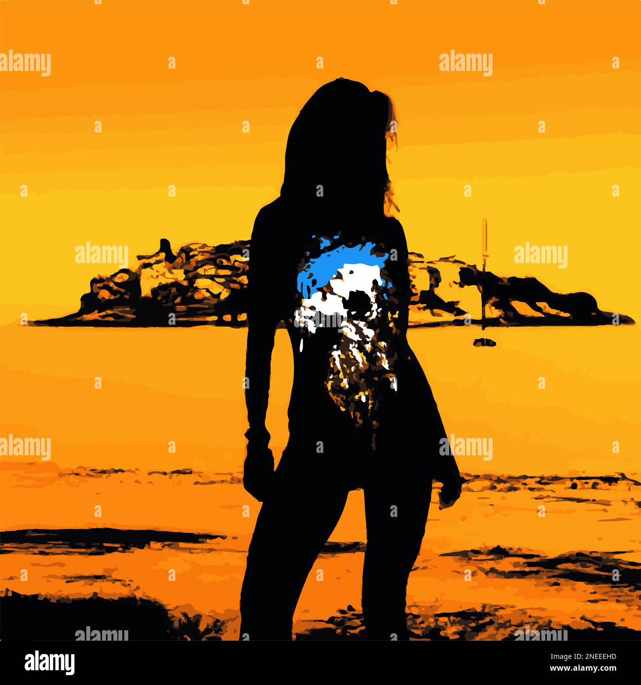 Woman ibiza beach Stock Vector Images - Alamy