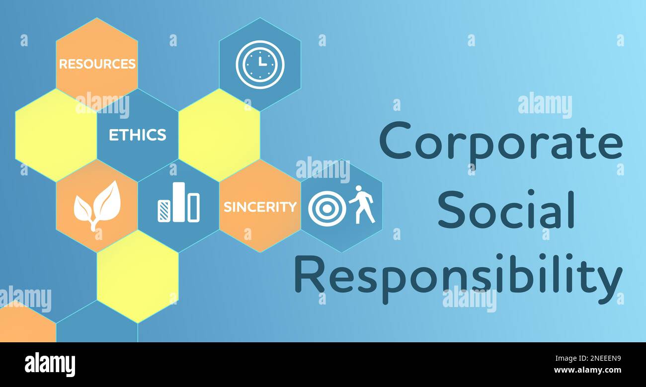 Corporate social responsibility infographic on blue background ...