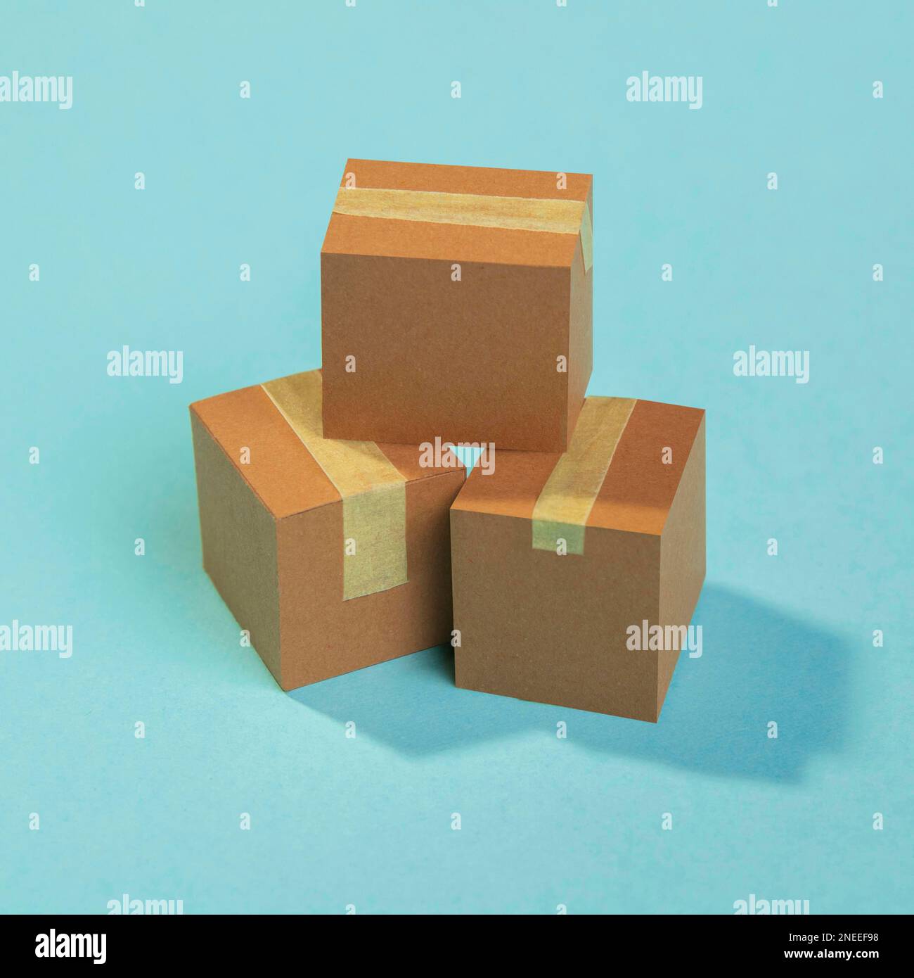 High angle cardboard boxes arrangement Stock Photo - Alamy