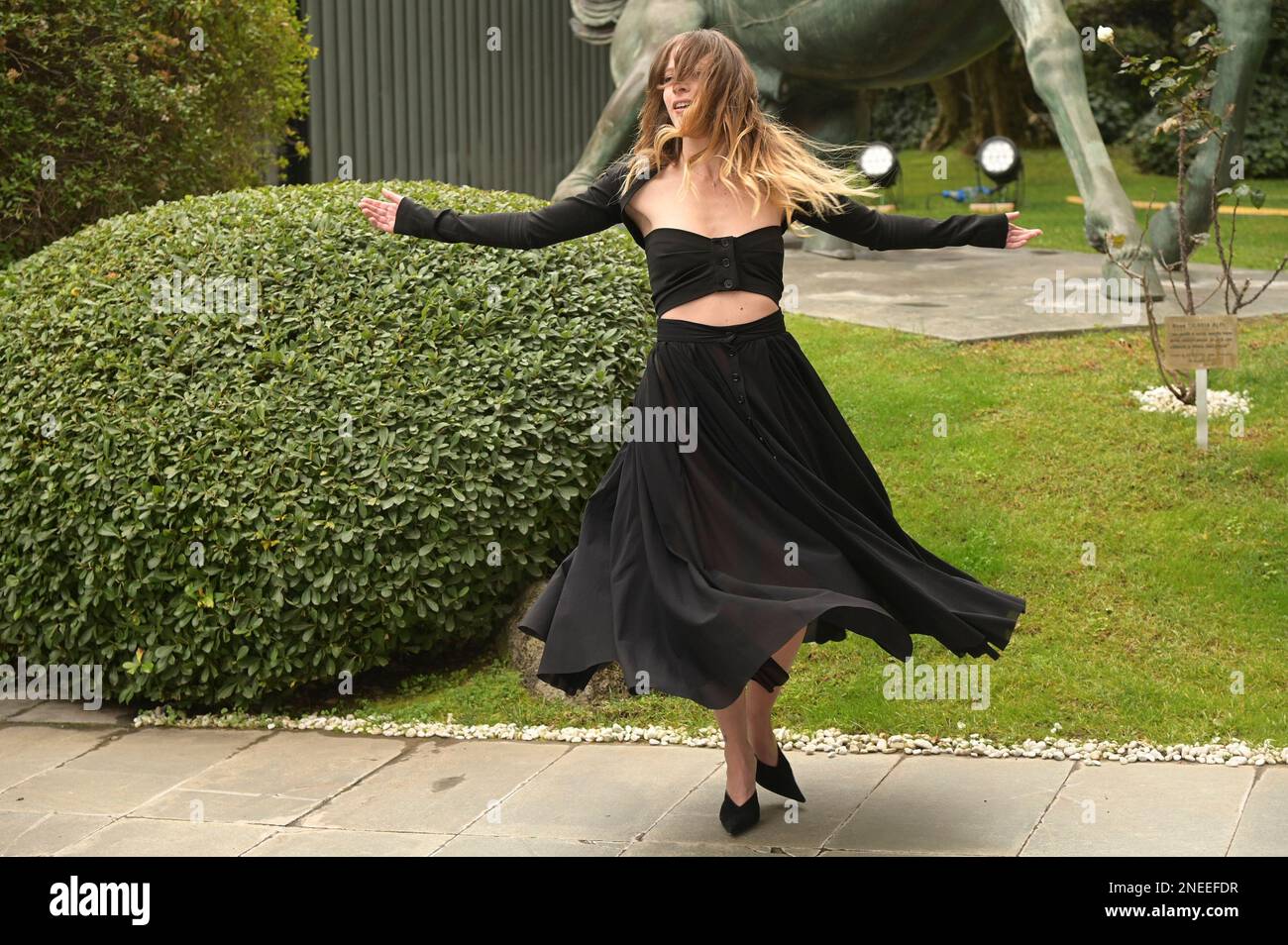 Laura Adriani attends the photocall of Rai fiction "Resta con me" at ...