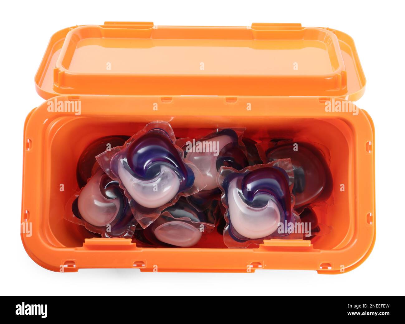 Box with laundry capsules isolated on white, top view Stock Photo - Alamy