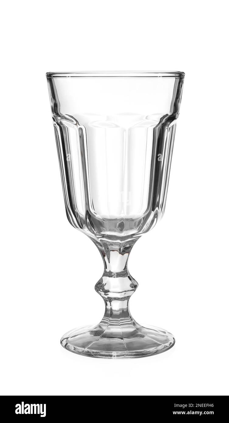 Empty clear glass for alcohol drink on white background Stock Photo - Alamy
