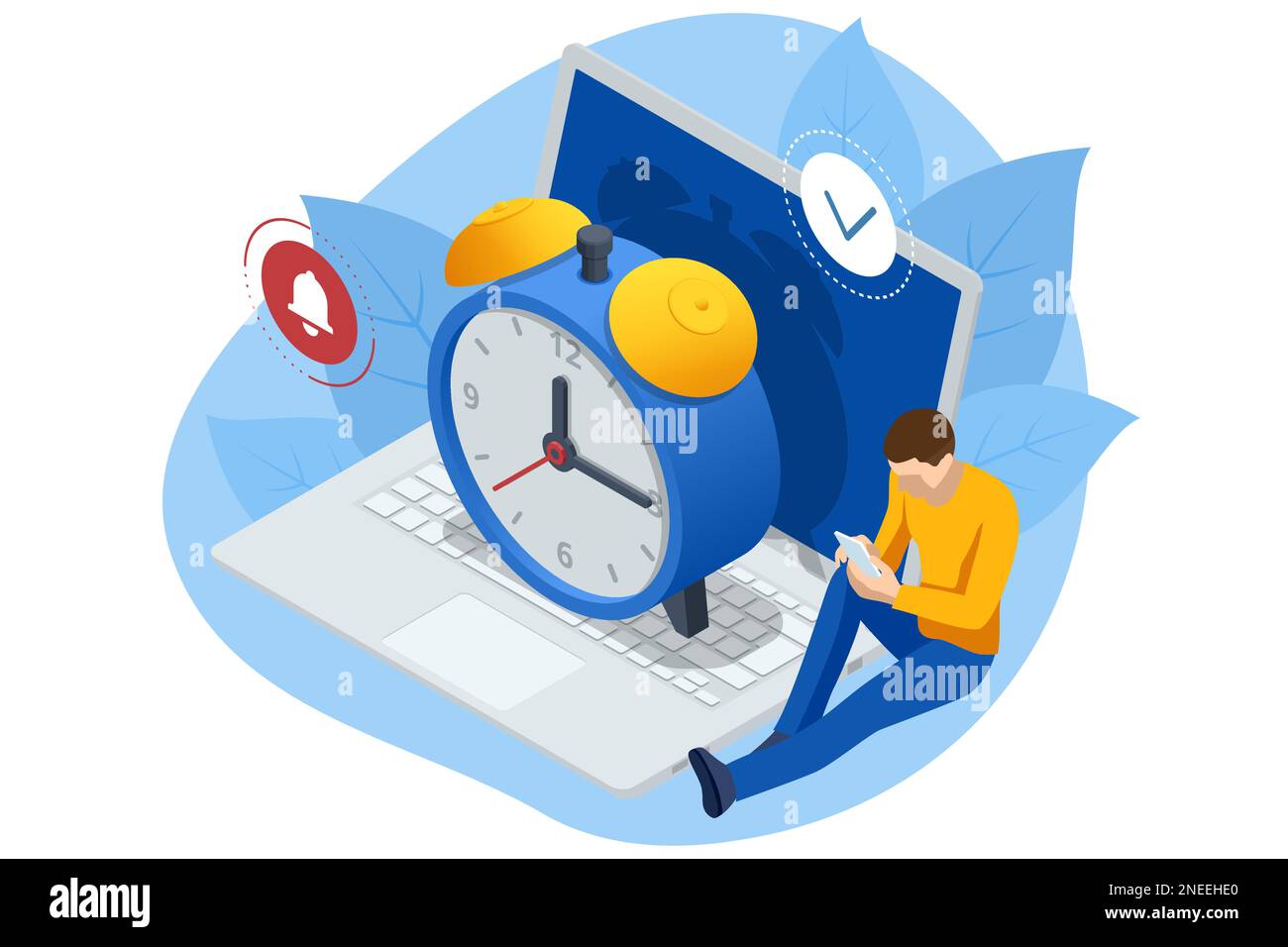 Isometric time management and business planning. Time is money ...