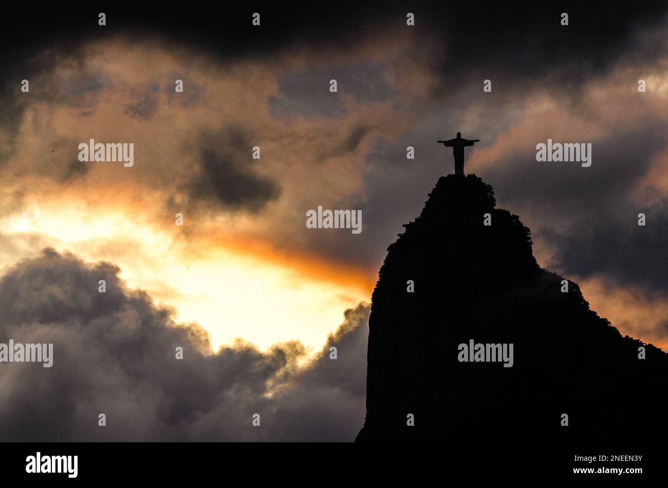View of Corcovado mountain with Christ the Redeemer statue on top of it ...