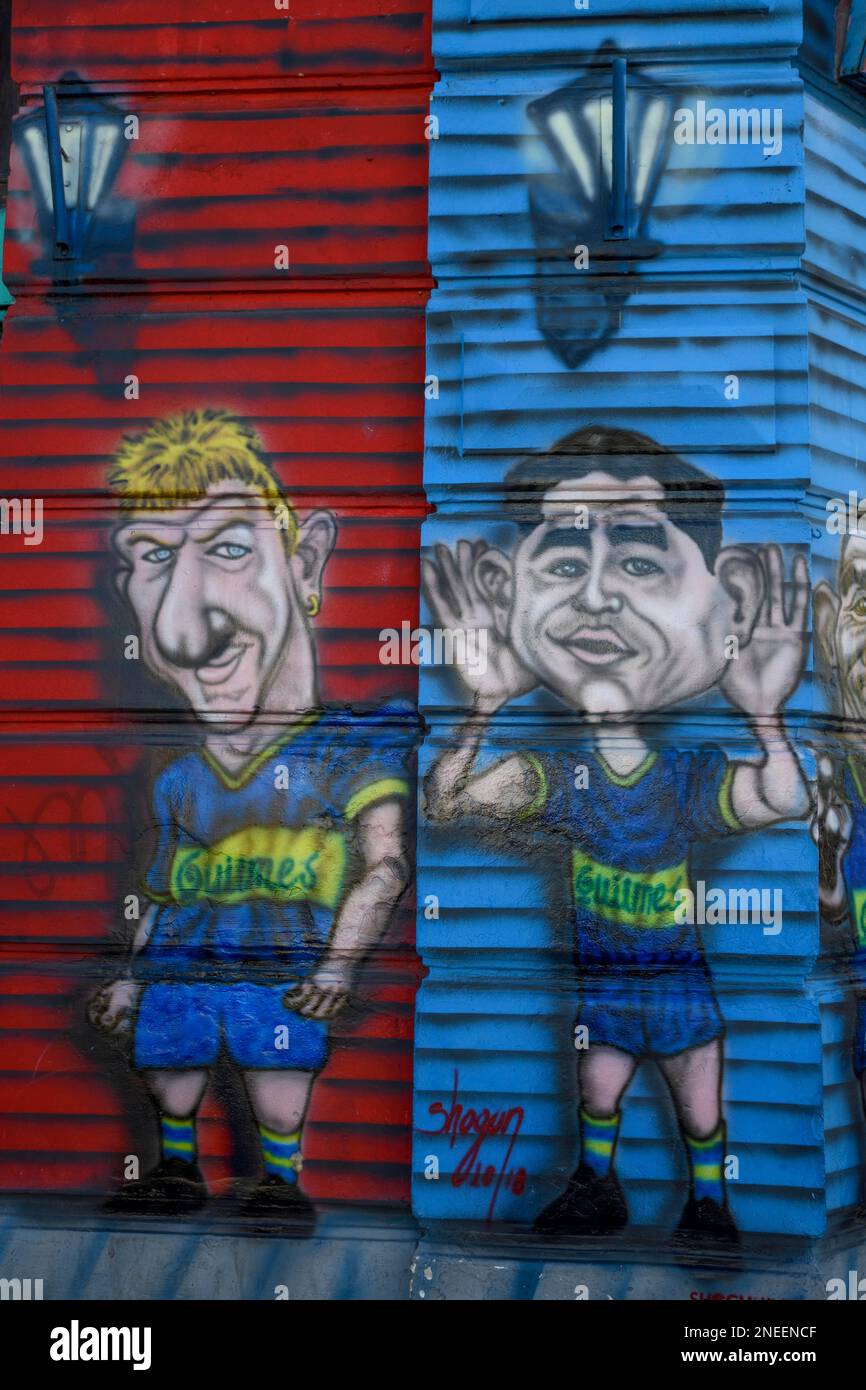 Graffito, Diego Maradona, football, Caminito, La Boca district, Buenos ...