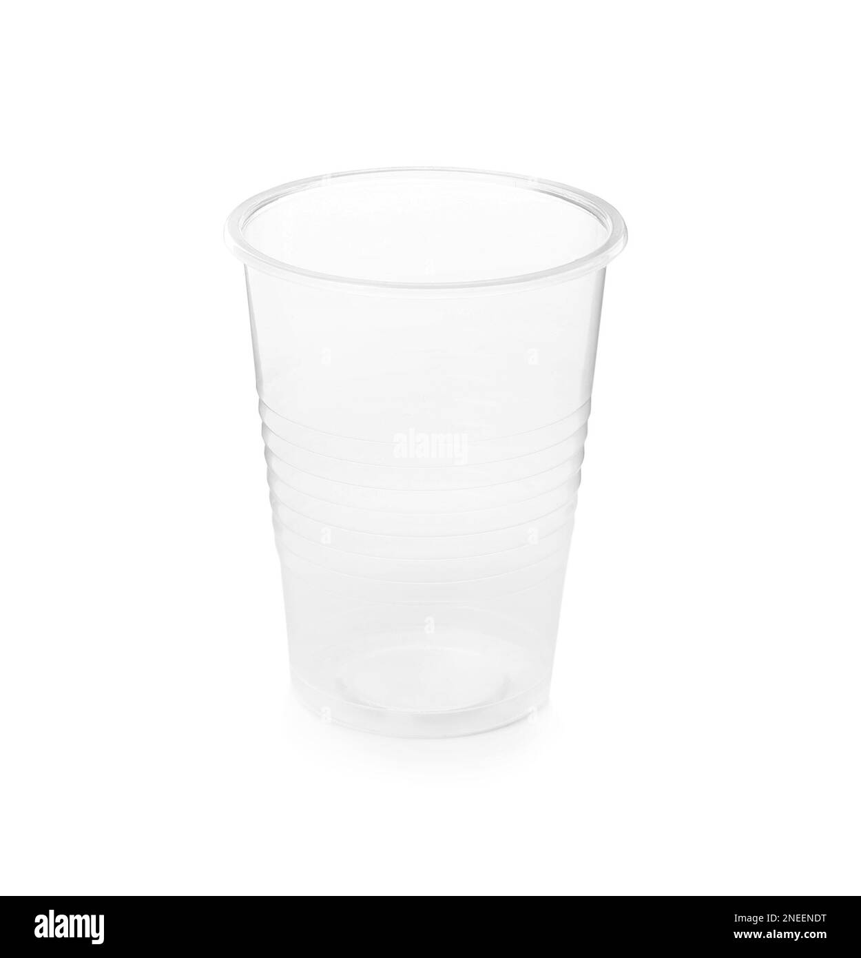 Transparent disposable plastic cup isolated on white Stock Photo - Alamy