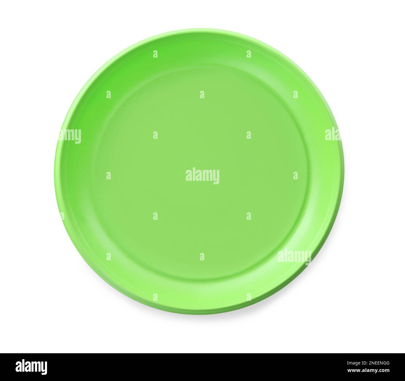 Disposable green plastic plate isolated on white, top view Stock Photo ...