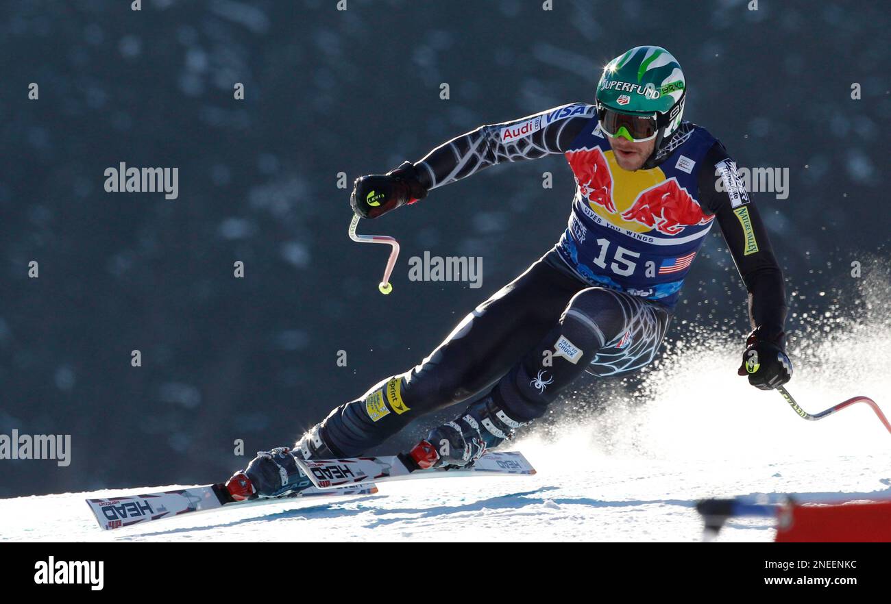 Bode Miller of the United States speeds down the course during an ...