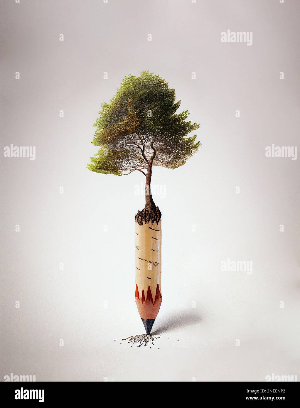 Tree growing from the pencil, creative, environment and eco concept ...