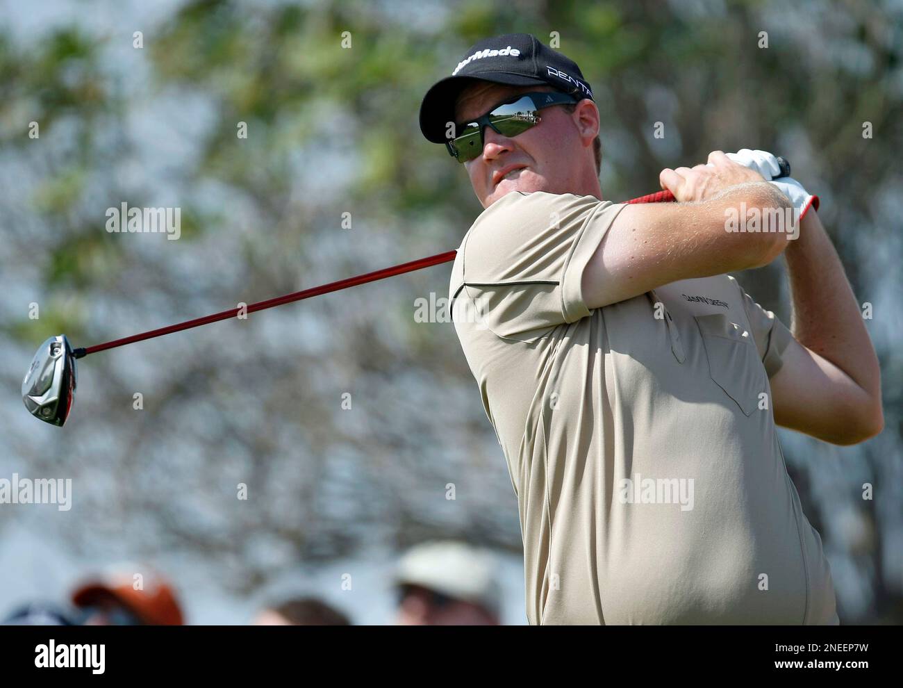 Sweden's Peter Hanson tees off at the 2nd hole during the third round ...