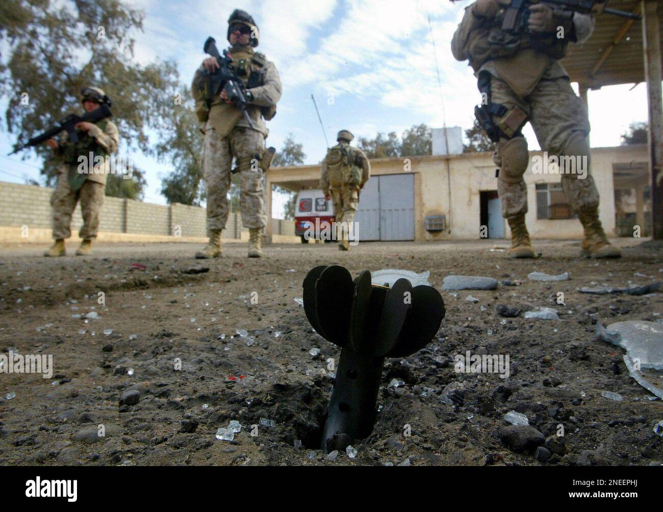 FILE - In this Dec. 20, 2004, file photo, U.S. Marines examine the tail ...