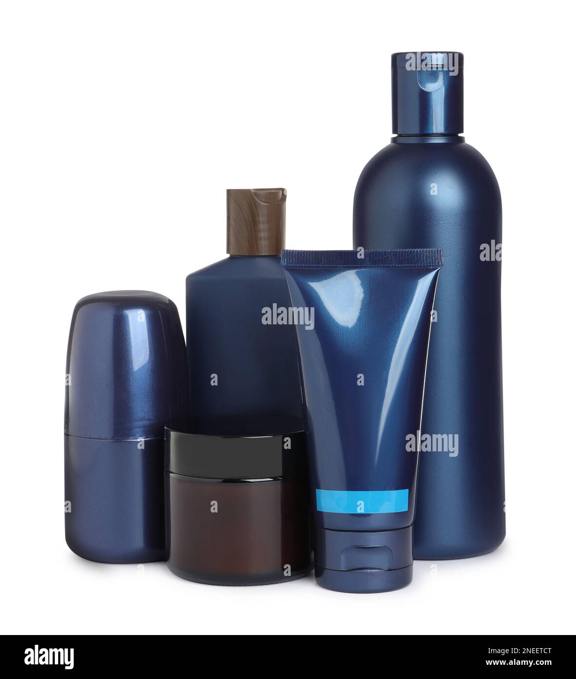 Facial cream and other men's cosmetic on white background. Mockup for ...