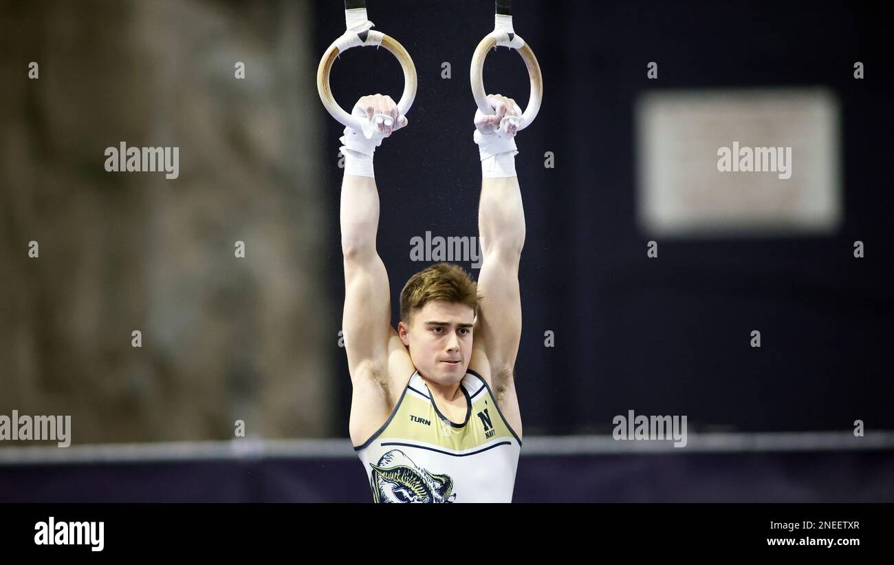 Navy gymnast Erik Engelke pictured during an NCAA gymnastics meet on ...