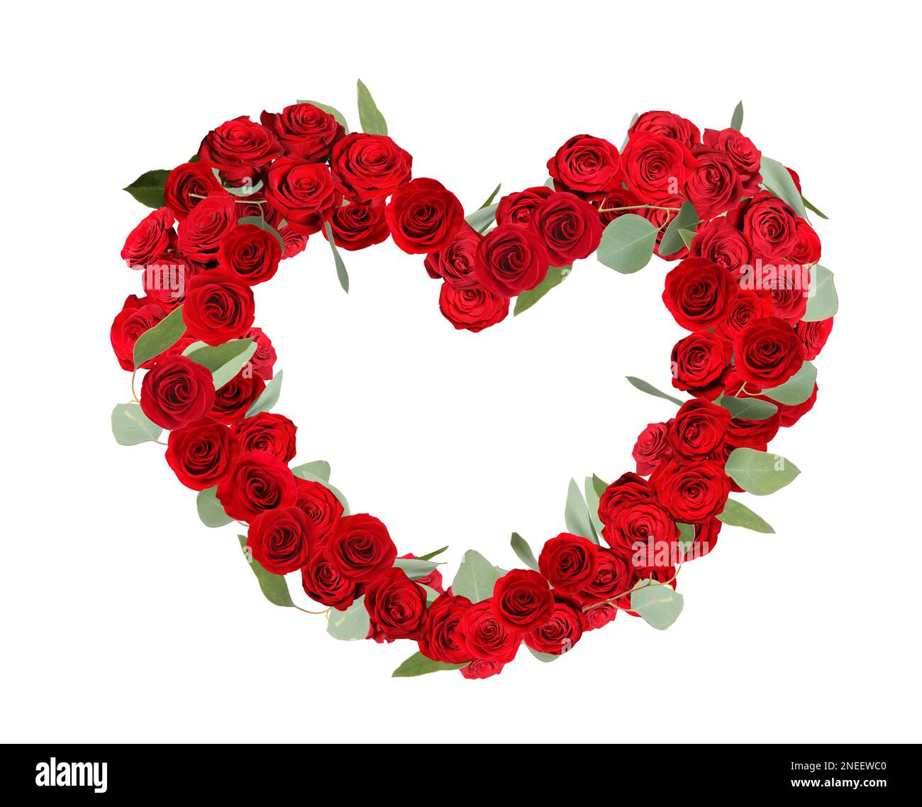 Heart made of beautiful red roses on white background Stock Photo - Alamy