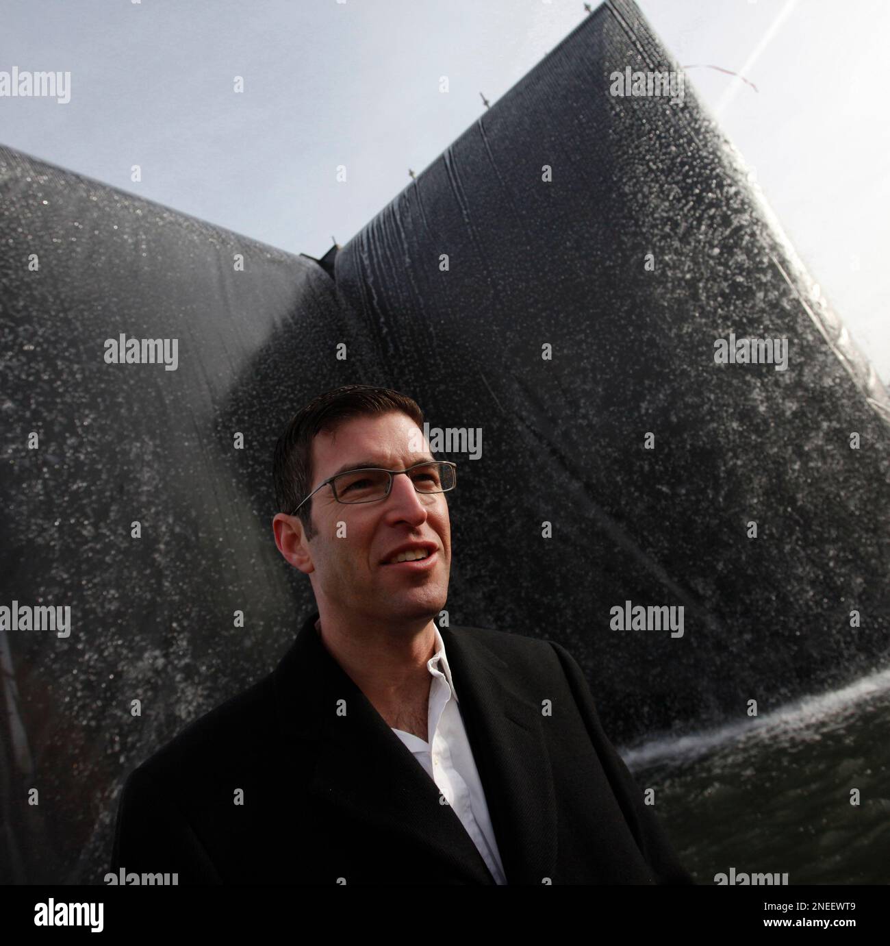 Architect Michael Arad visits a mock-up waterfall he designed for World ...