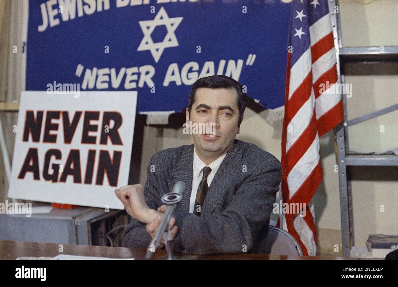 Rabbi Meir Kahane, leader of the Jewish Defense League on Jan. 20, 1971 ...
