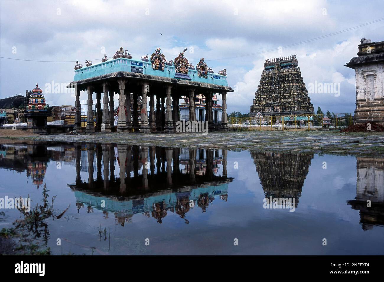 Natraja temple north tower and mandap along with its reflection in the ...
