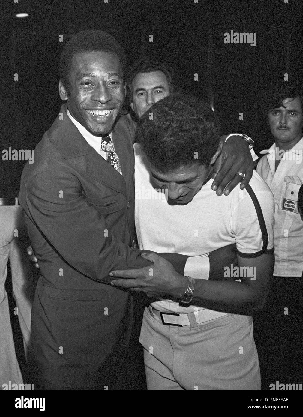 Pele is shown with fellow Brazilian soccer player Garrincha at the ...