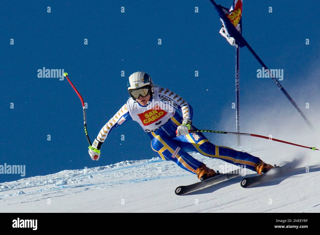 Jessica Lindell-Vikarby of Sweden competes during an alpine ski, Women ...