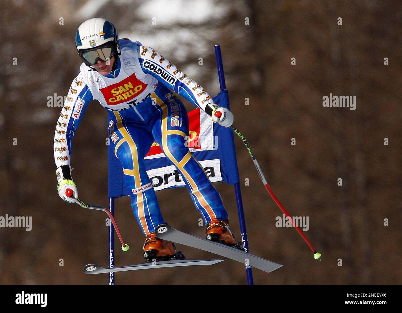 Sweden's Jessica Lindell-Vikarby takes a jump during an alpine ski ...