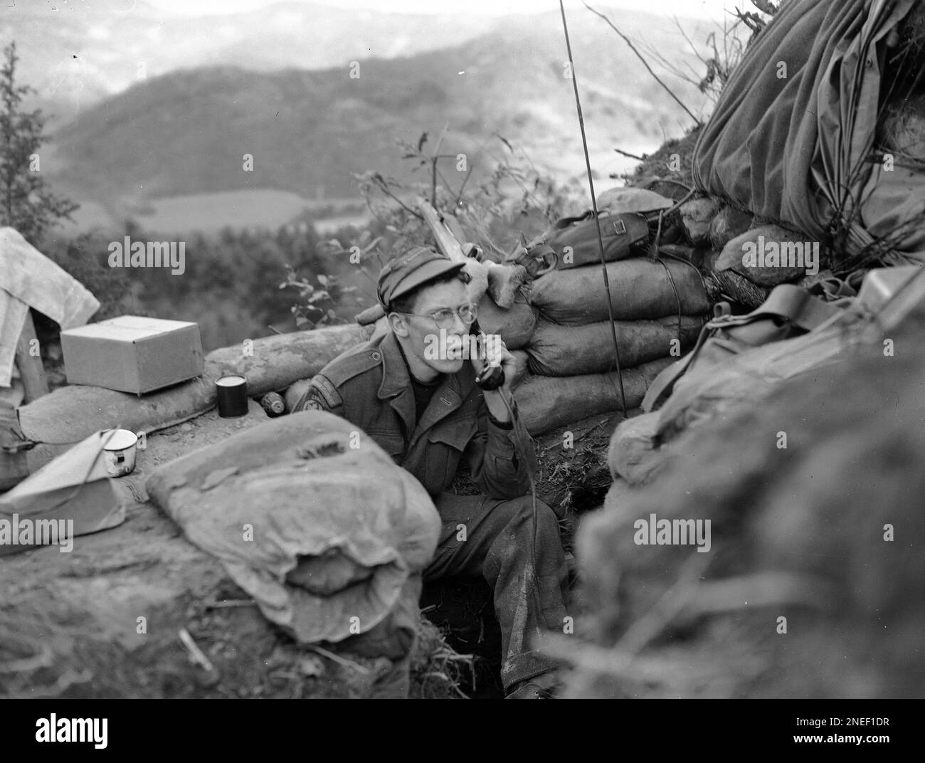 Pvt. Charles Stinson, a switchboard operator, from Bala, Ont., reports ...