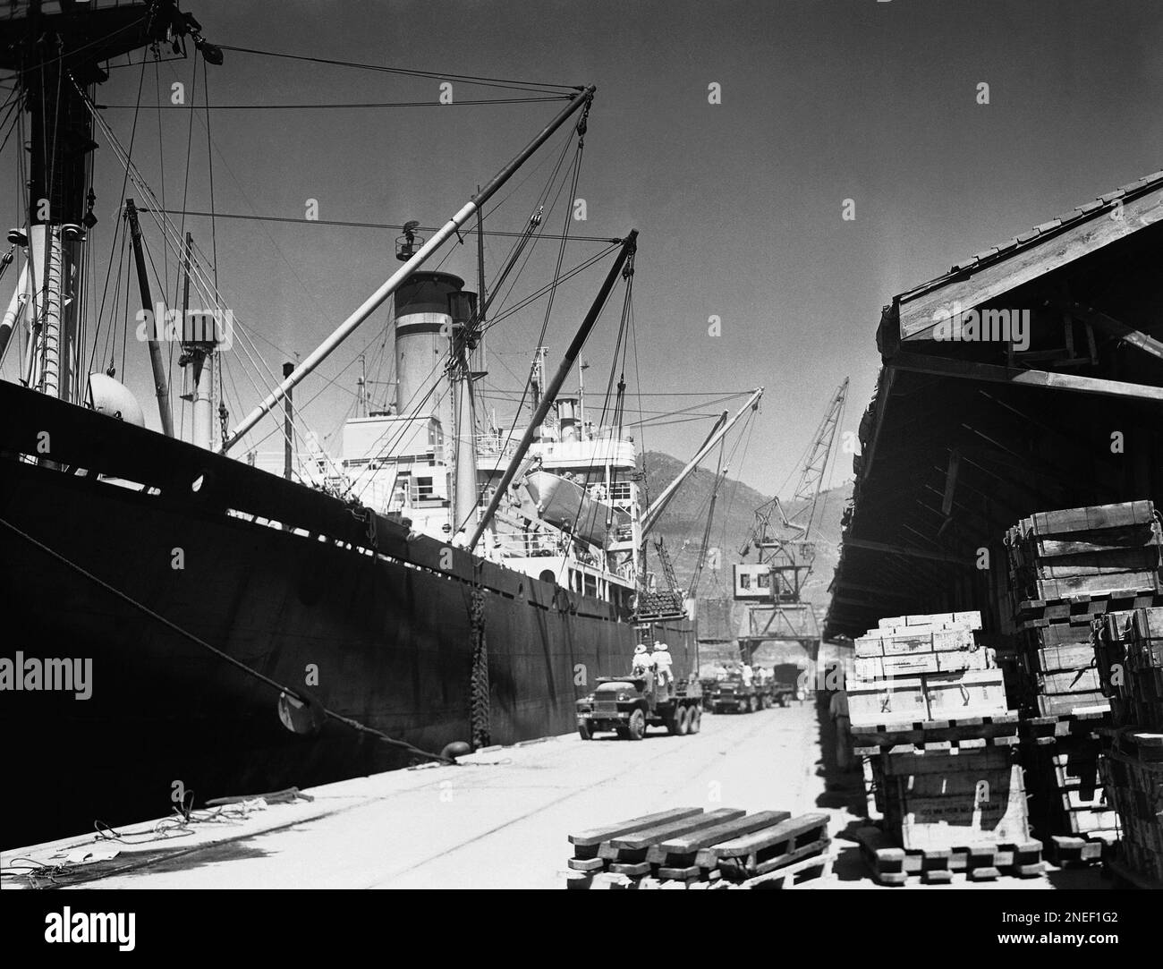 The southern port of Pusan, Korea on July 27, 1950, is a scene of ...