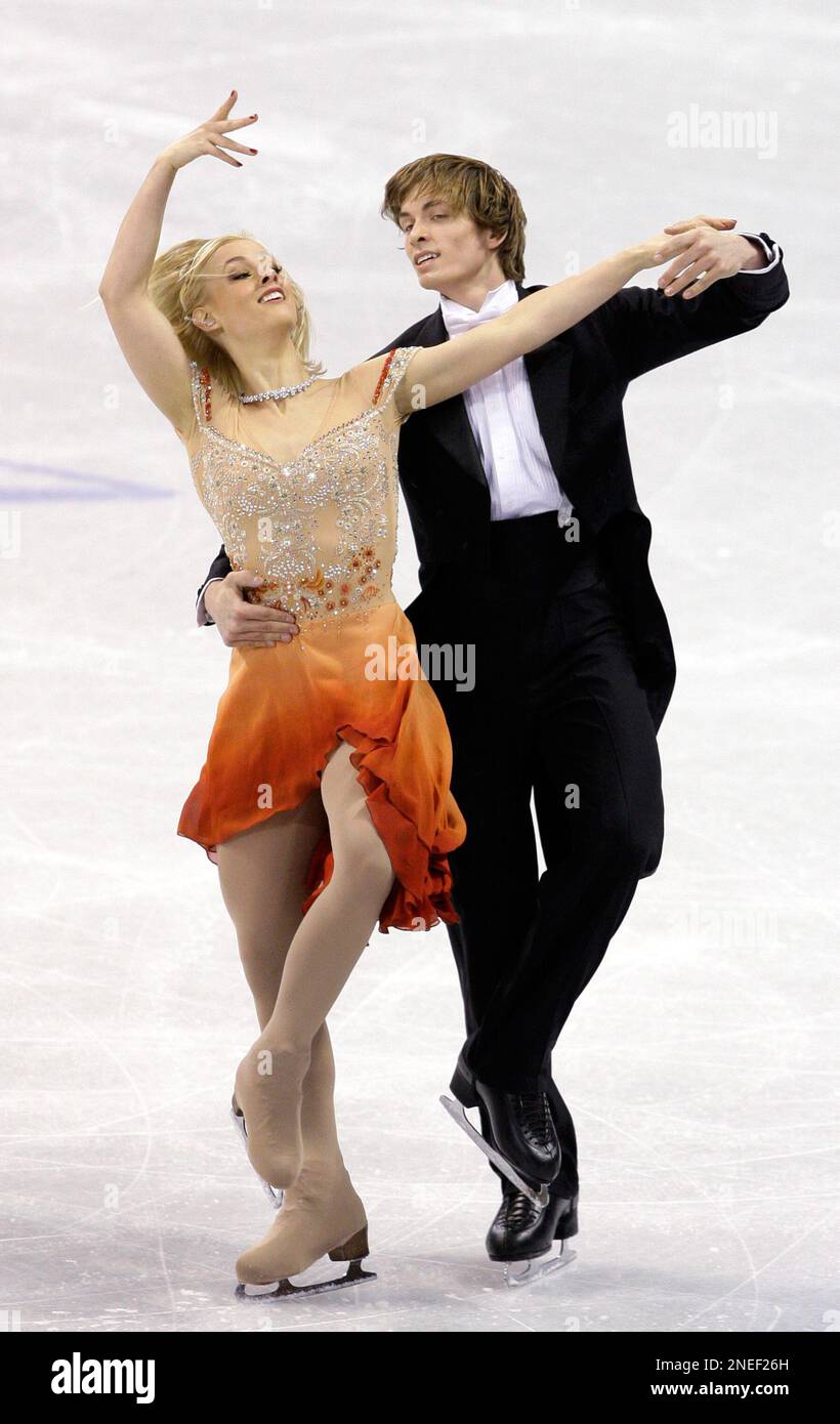 Madison Hubbell and Keiffer Hubbell skate during their compulsory ice ...